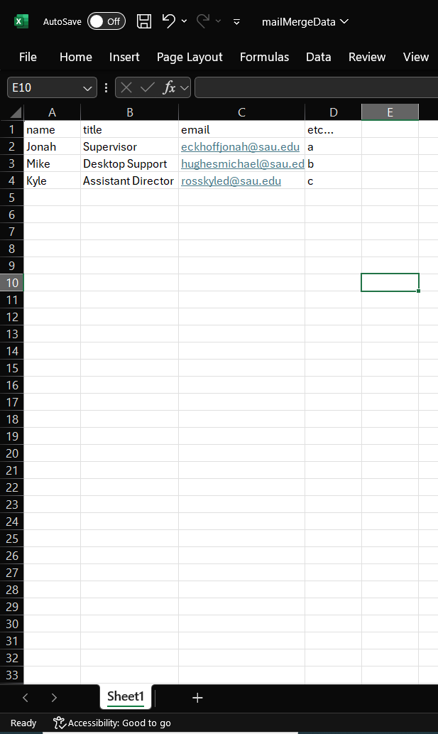 Using the Mail Merge Function in Microsoft Word, Classic Outlook, and Excel – St. Ambrose University