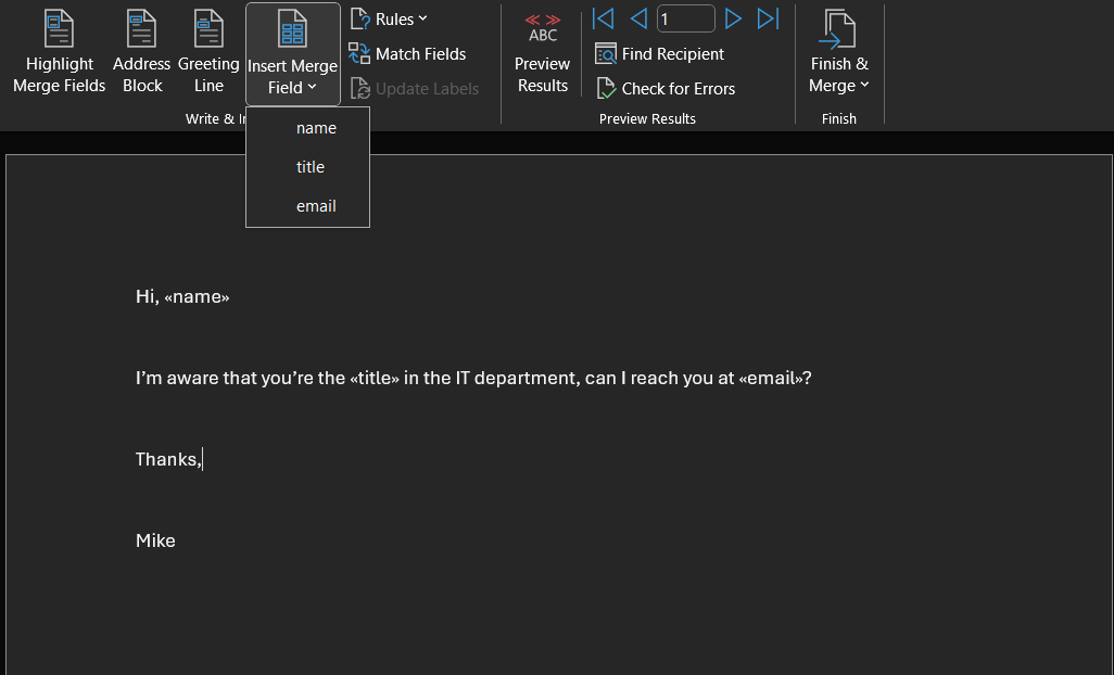 Using the Mail Merge Function in Microsoft Word, Classic Outlook, and ...